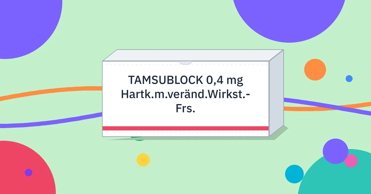 Symbolbild: Packung mit der Aufschrift TAMSUBLOCK 0,4 mg Hartk.m.veränd.Wirkst.-Frs. (PZN 01807905) – Verfügbarkeit und Bezug in Apotheken in Frankfurt am Main