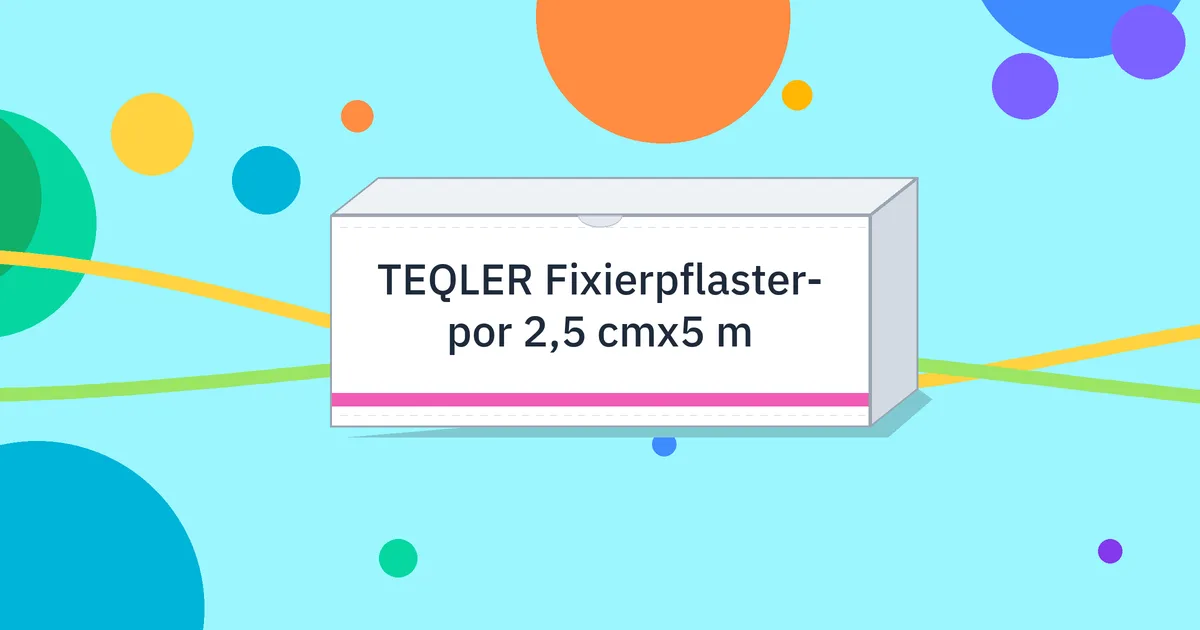 Symbolbild: Packung mit der Aufschrift TEQLER Fixierpflaster-por 2,5 cmx5 m (PZN 18884092) – Verfügbarkeit und Bezug in Apotheken in Frankfurt am Main