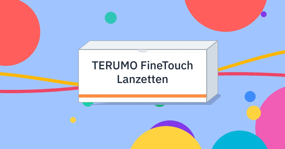 Symbolbild: Packung mit der Aufschrift TERUMO FineTouch Lanzetten (PZN 09768955) – Verfügbarkeit und Bezug in Apotheken in Frankfurt am Main
