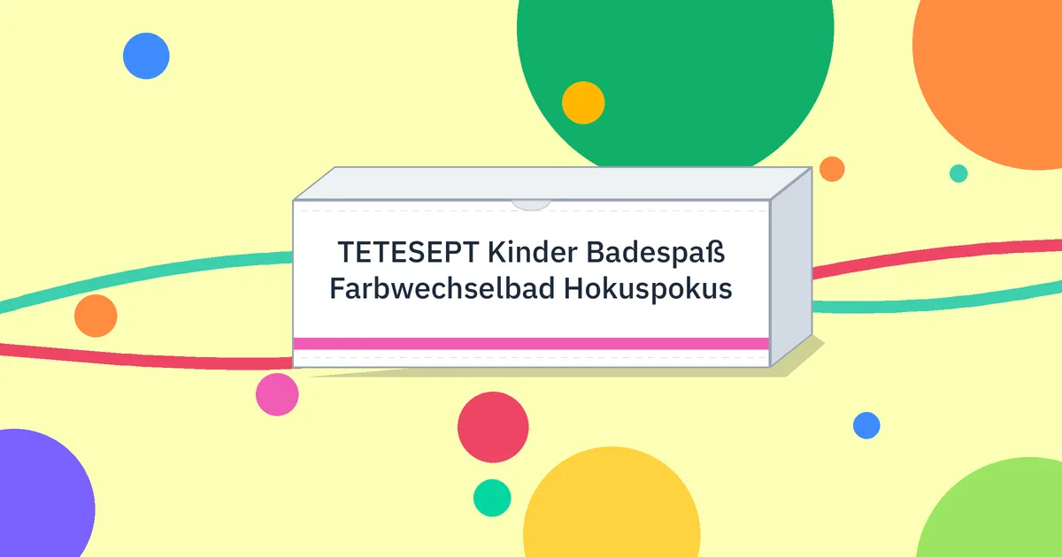 Symbolbild: Packung mit der Aufschrift TETESEPT Kinder Badespaß Farbwechselbad Hokuspokus (PZN 11101342) – Verfügbarkeit und Bezug in Apotheken in Frankfurt am Main