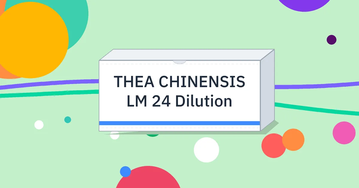 Symbolbild: Packung mit der Aufschrift THEA CHINENSIS LM 24 Dilution (PZN 13219438) – Verfügbarkeit und Bezug in Apotheken in Frankfurt am Main
