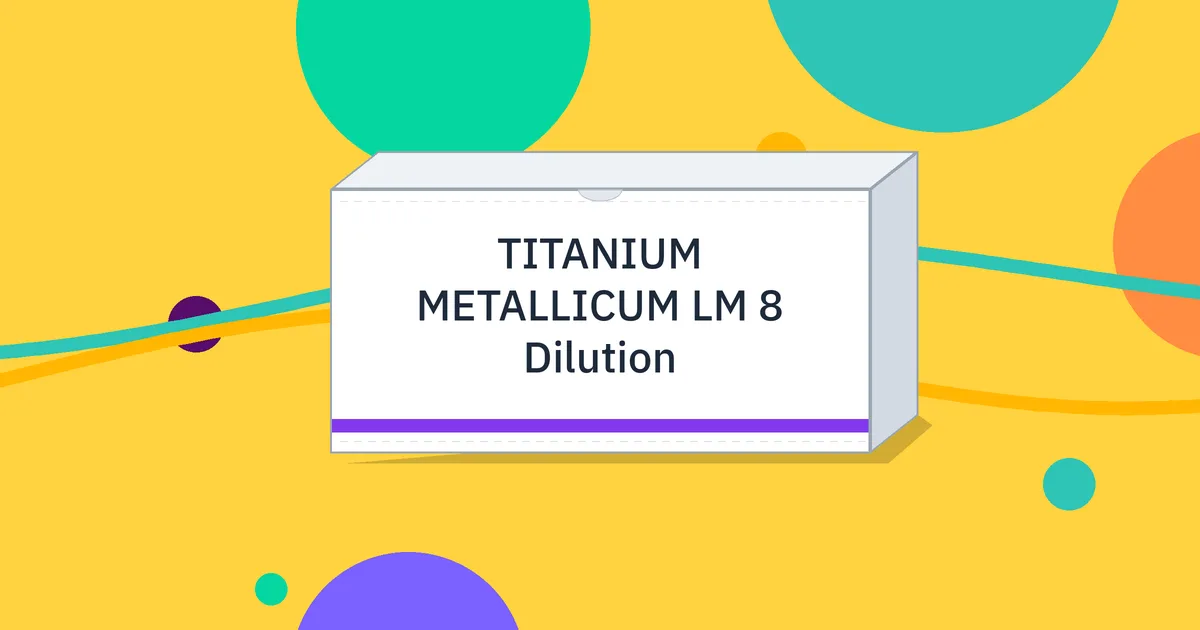 Symbolbild: Packung mit der Aufschrift TITANIUM METALLICUM LM 8 Dilution (PZN 13224296) – Verfügbarkeit und Bezug in Apotheken in Frankfurt am Main
