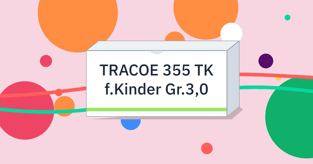 Symbolbild: Packung mit der Aufschrift TRACOE 355 TK f.Kinder Gr.3,0 (PZN 02361914) – Verfügbarkeit und Bezug in Apotheken in Frankfurt am Main