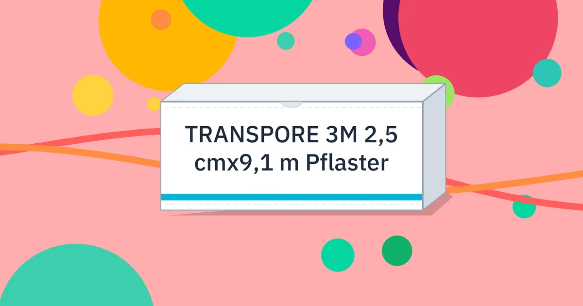 Symbolbild: Packung mit der Aufschrift TRANSPORE 3M 2,5 cmx9,1 m Pflaster (PZN 15591538) – Verfügbarkeit und Bezug in Apotheken in Frankfurt am Main