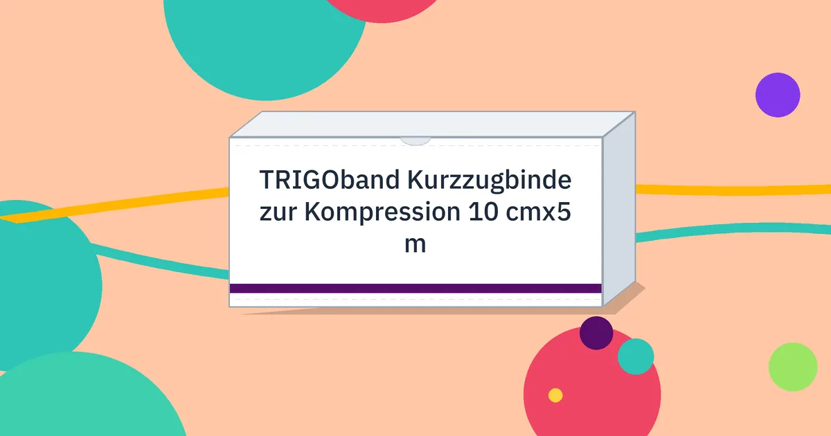 Symbolbild: Packung mit der Aufschrift TRIGOband Kurzzugbinde zur Kompression 10 cmx5 m (PZN 20342323) – Verfügbarkeit und Bezug in Apotheken in Frankfurt am Main