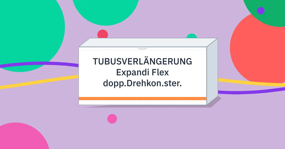 Symbolbild: Packung mit der Aufschrift TUBUSVERLÄNGERUNG Expandi Flex dopp.Drehkon.ster. (PZN 03119948) – Verfügbarkeit und Bezug in Apotheken in Frankfurt am Main