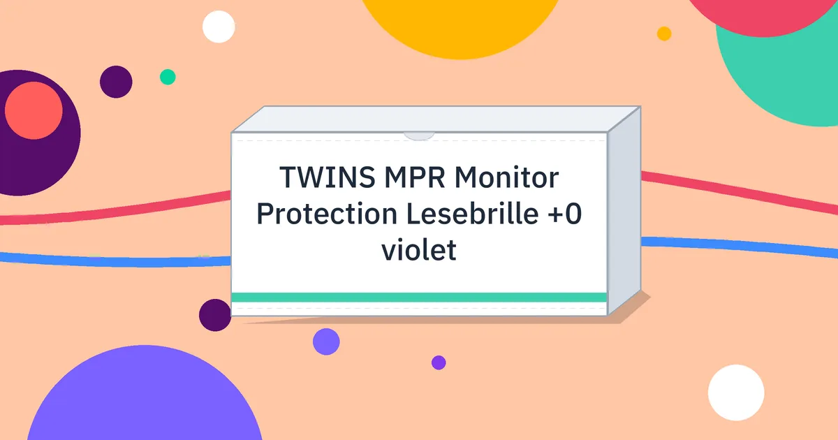 Symbolbild: Packung mit der Aufschrift TWINS MPR Monitor Protection Lesebrille +0 violet (PZN 13344480) – Verfügbarkeit und Bezug in Apotheken in Frankfurt am Main