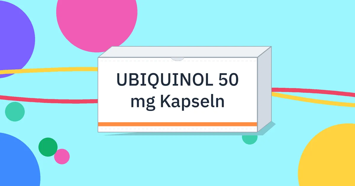 Symbolbild: Packung mit der Aufschrift UBIQUINOL 50 mg Kapseln (PZN 09899746) – Verfügbarkeit und Bezug in Apotheken in Frankfurt am Main