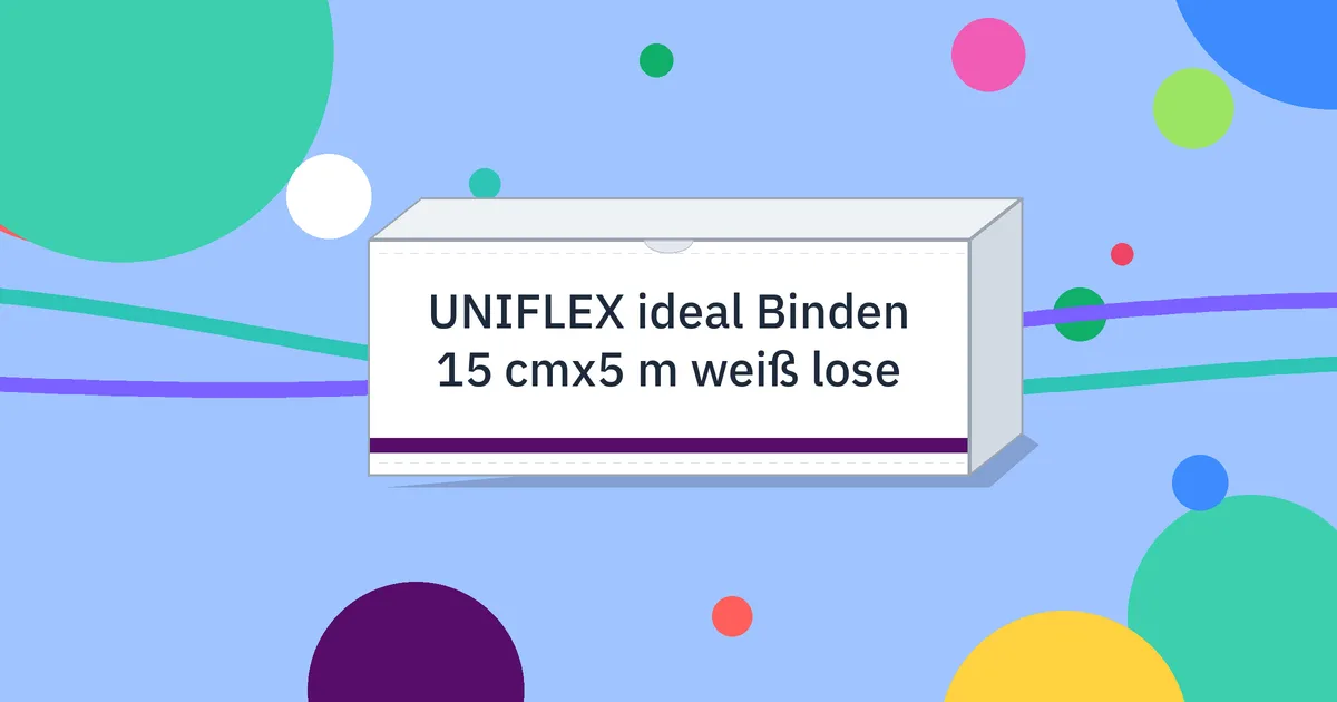 Symbolbild: Packung mit der Aufschrift UNIFLEX ideal Binden 15 cmx5 m weiß lose (PZN 03248485) – Verfügbarkeit und Bezug in Apotheken in Frankfurt am Main