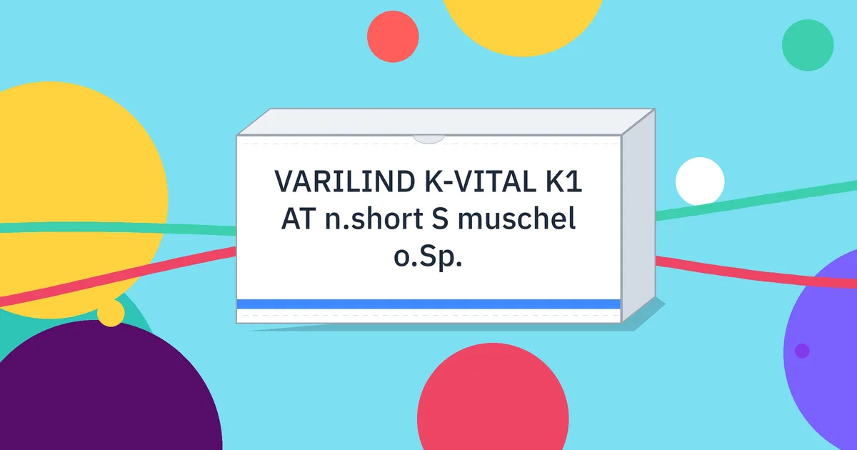 Symbolbild: Packung mit der Aufschrift VARILIND K-VITAL K1 AT n.short S muschel o.Sp. (PZN 20560876) – Verfügbarkeit und Bezug in Apotheken in Frankfurt am Main