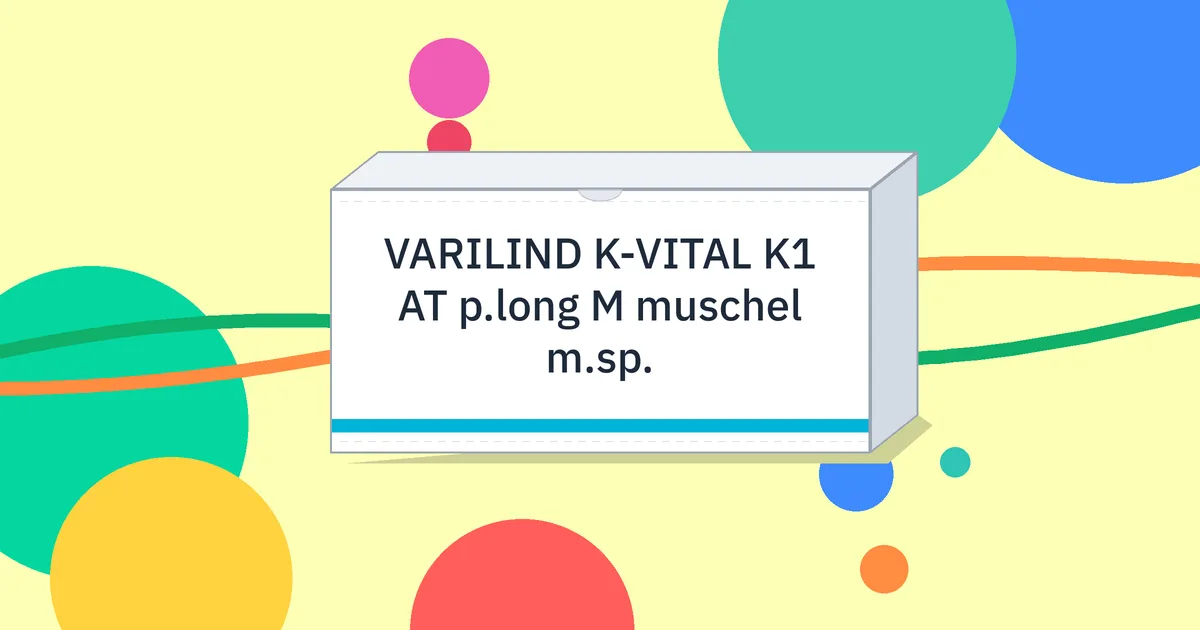 Symbolbild: Packung mit der Aufschrift VARILIND K-VITAL K1 AT p.long M muschel m.sp. (PZN 20560830) – Verfügbarkeit und Bezug in Apotheken in Frankfurt am Main