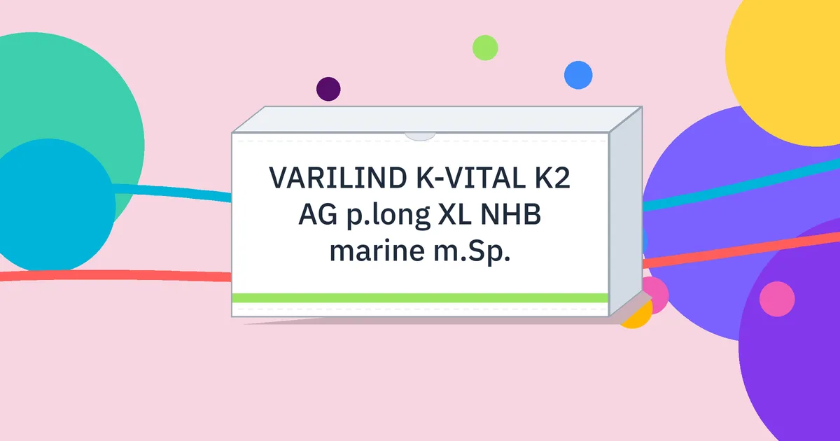 Symbolbild: Packung mit der Aufschrift VARILIND K-VITAL K2 AG p.long XL NHB marine m.Sp. (PZN 20564791) – Verfügbarkeit und Bezug in Apotheken in Frankfurt am Main