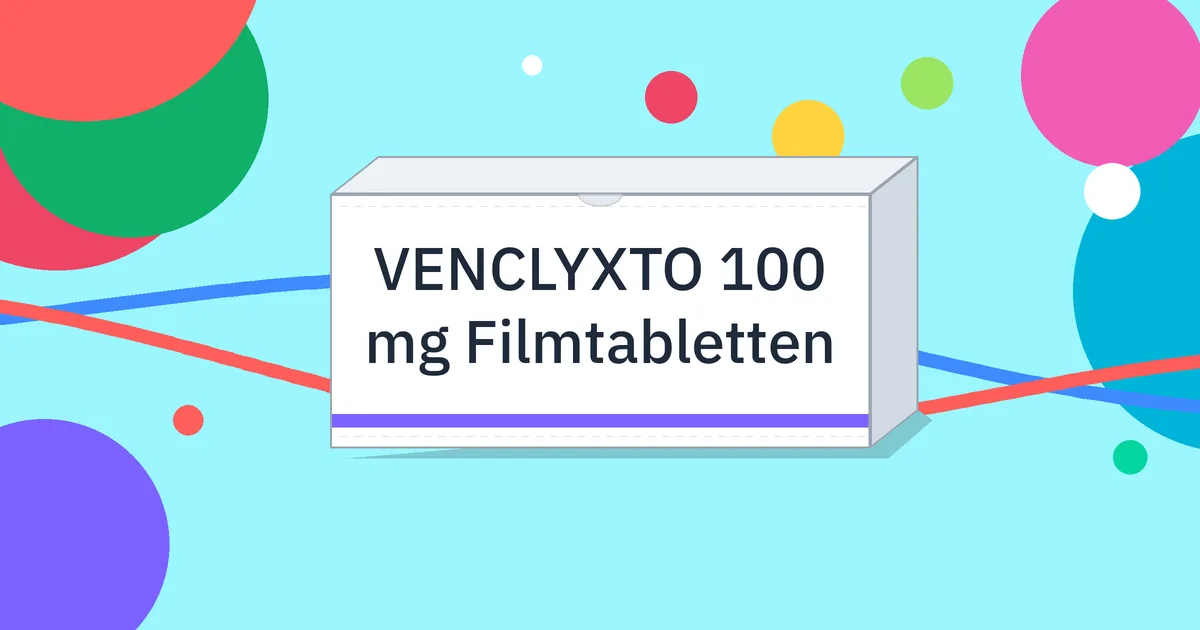 Symbolbild: Packung mit der Aufschrift VENCLYXTO 100 mg Filmtabletten (PZN 19963391) – Verfügbarkeit und Bezug in Apotheken in Frankfurt am Main