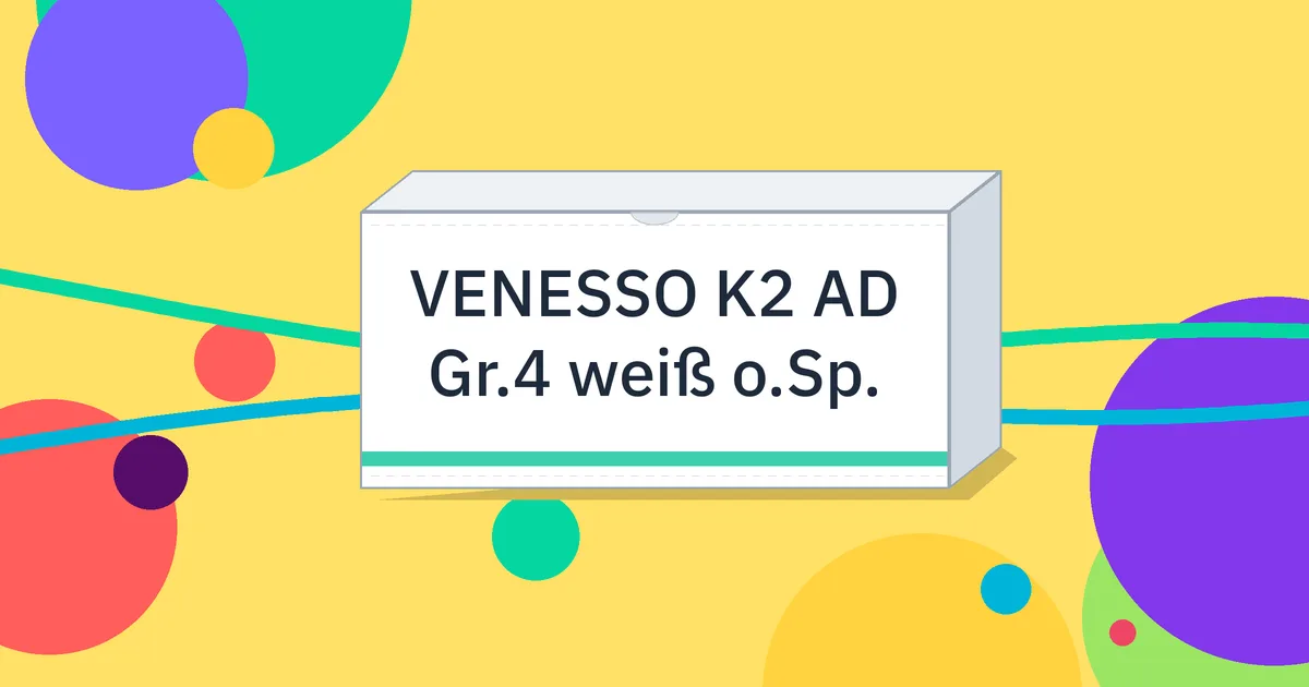Symbolbild: Packung mit der Aufschrift VENESSO K2 AD Gr.4 weiß o.Sp. (PZN 03260405) – Verfügbarkeit und Bezug in Apotheken in Frankfurt am Main