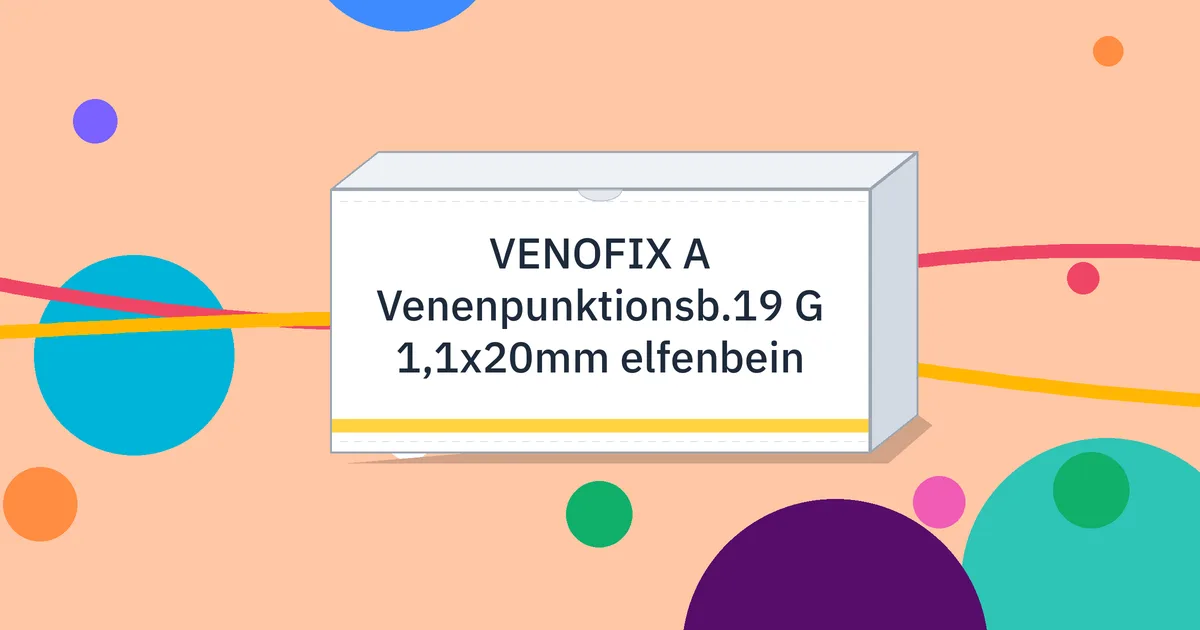 Symbolbild: Packung mit der Aufschrift VENOFIX A Venenpunktionsb.19 G 1,1x20mm elfenbein (PZN 18605838) – Verfügbarkeit und Bezug in Apotheken in Frankfurt am Main