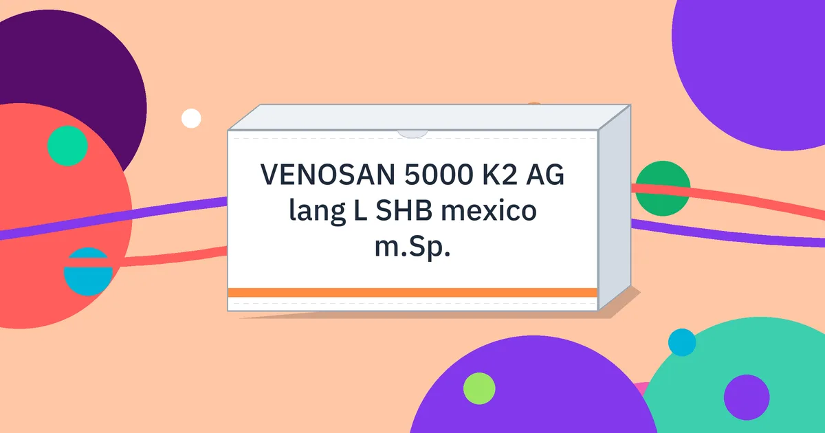 Symbolbild: Packung mit der Aufschrift VENOSAN 5000 K2 AG lang L SHB mexico m.Sp. (PZN 14430448) – Verfügbarkeit und Bezug in Apotheken in Frankfurt am Main