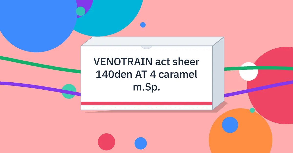 Symbolbild: Packung mit der Aufschrift VENOTRAIN act sheer 140den AT 4 caramel m.Sp. (PZN 16207051) – Verfügbarkeit und Bezug in Apotheken in Frankfurt am Main