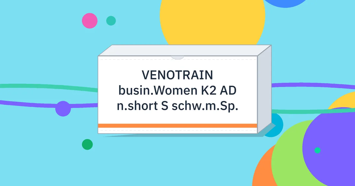 Symbolbild: Packung mit der Aufschrift VENOTRAIN busin.Women K2 AD n.short S schw.m.Sp. (PZN 10196234) – Verfügbarkeit und Bezug in Apotheken in Frankfurt am Main