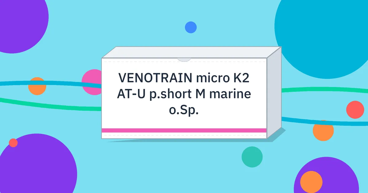 Symbolbild: Packung mit der Aufschrift VENOTRAIN micro K2 AT-U p.short M marine o.Sp. (PZN 03826692) – Verfügbarkeit und Bezug in Apotheken in Frankfurt am Main