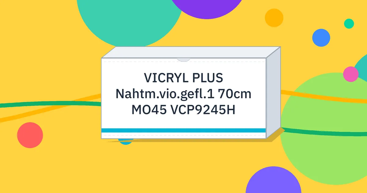 Symbolbild: Packung mit der Aufschrift VICRYL PLUS Nahtm.vio.gefl.1 70cm MO45 VCP9245H (PZN 20924338) – Verfügbarkeit und Bezug in Apotheken in Frankfurt am Main