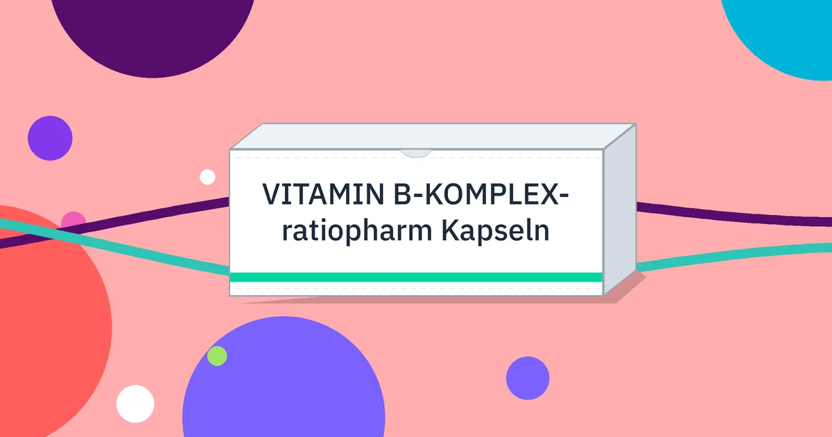 Symbolbild: Packung mit der Aufschrift VITAMIN B-KOMPLEX-ratiopharm Kapseln (PZN 13352373) – Verfügbarkeit und Bezug in Apotheken in Frankfurt am Main