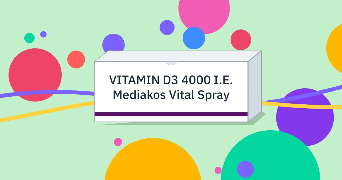 Symbolbild: Packung mit der Aufschrift VITAMIN D3 4000 I.E. Mediakos Vital Spray (PZN 18096704) – Verfügbarkeit und Bezug in Apotheken in Frankfurt am Main