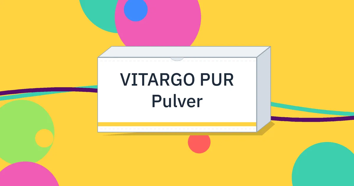 Symbolbild: Packung mit der Aufschrift VITARGO PUR Pulver (PZN 11541199) – Verfügbarkeit und Bezug in Apotheken in Frankfurt am Main