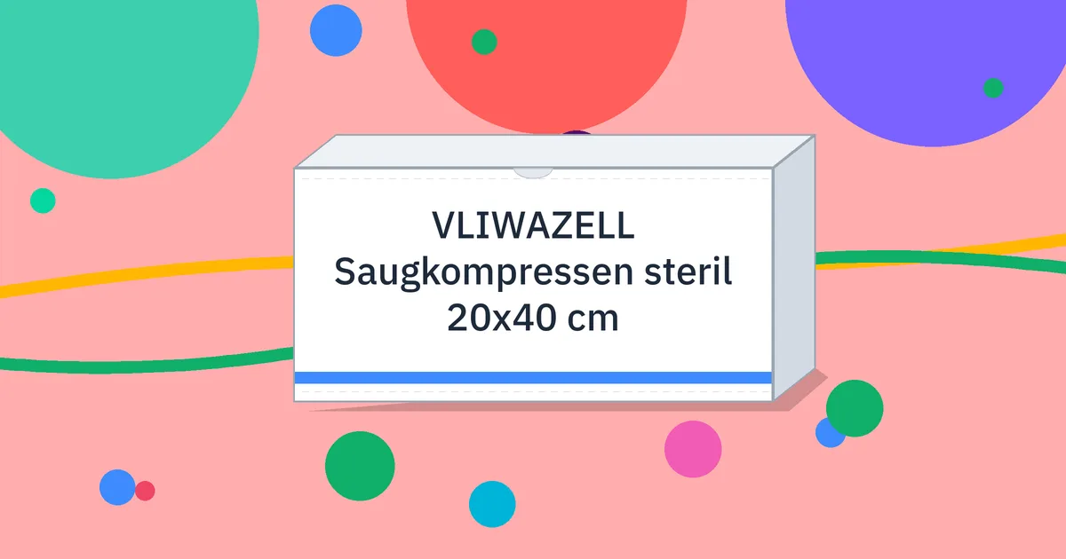 Symbolbild: Packung mit der Aufschrift VLIWAZELL Saugkompressen steril 20x40 cm (PZN 19068207) – Verfügbarkeit und Bezug in Apotheken in Frankfurt am Main