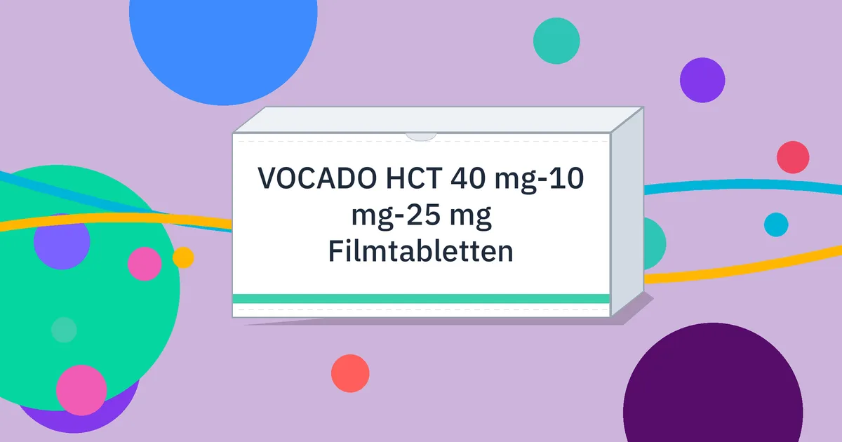 Symbolbild: Packung mit der Aufschrift VOCADO HCT 40 mg-10 mg-25 mg Filmtabletten (PZN 07382080) – Verfügbarkeit und Bezug in Apotheken in Frankfurt am Main