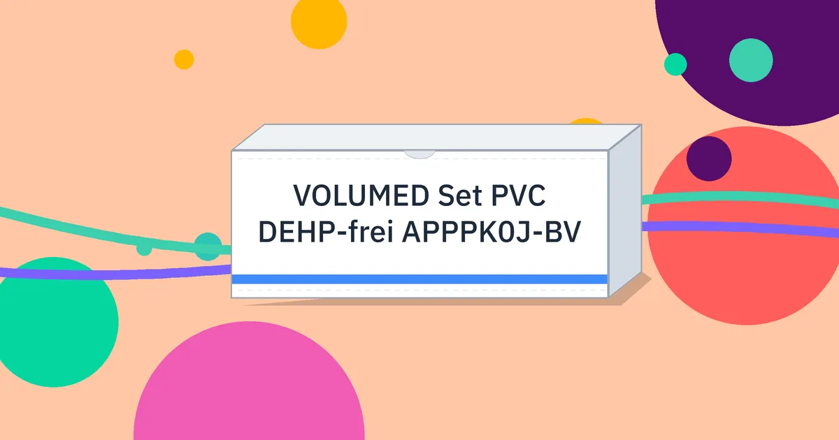 Symbolbild: Packung mit der Aufschrift VOLUMED Set PVC DEHP-frei APPPK0J-BV (PZN 13475012) – Verfügbarkeit und Bezug in Apotheken in Frankfurt am Main