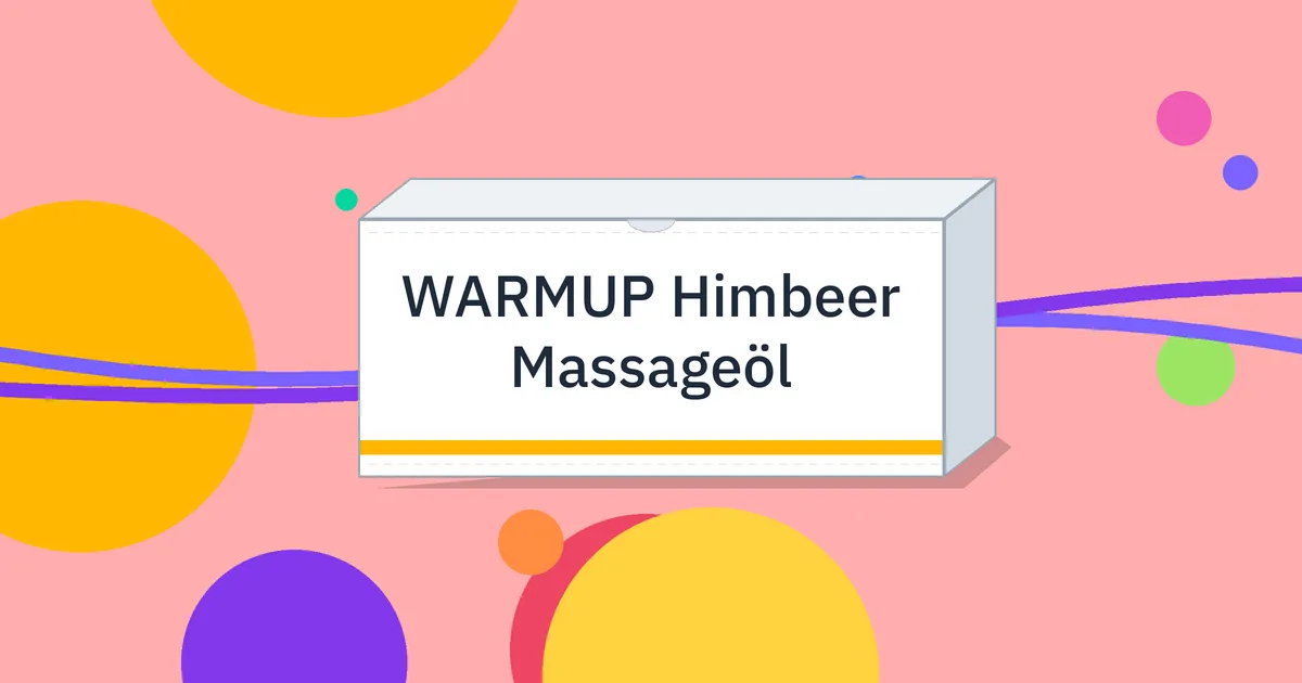 Symbolbild: Packung mit der Aufschrift WARMUP Himbeer Massageöl (PZN 09916019) – Verfügbarkeit und Bezug in Apotheken in Frankfurt am Main