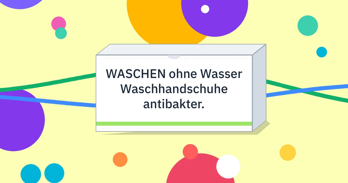 Symbolbild: Packung mit der Aufschrift WASCHEN ohne Wasser Waschhandschuhe antibakter. (PZN 09337735) – Verfügbarkeit und Bezug in Apotheken in Frankfurt am Main