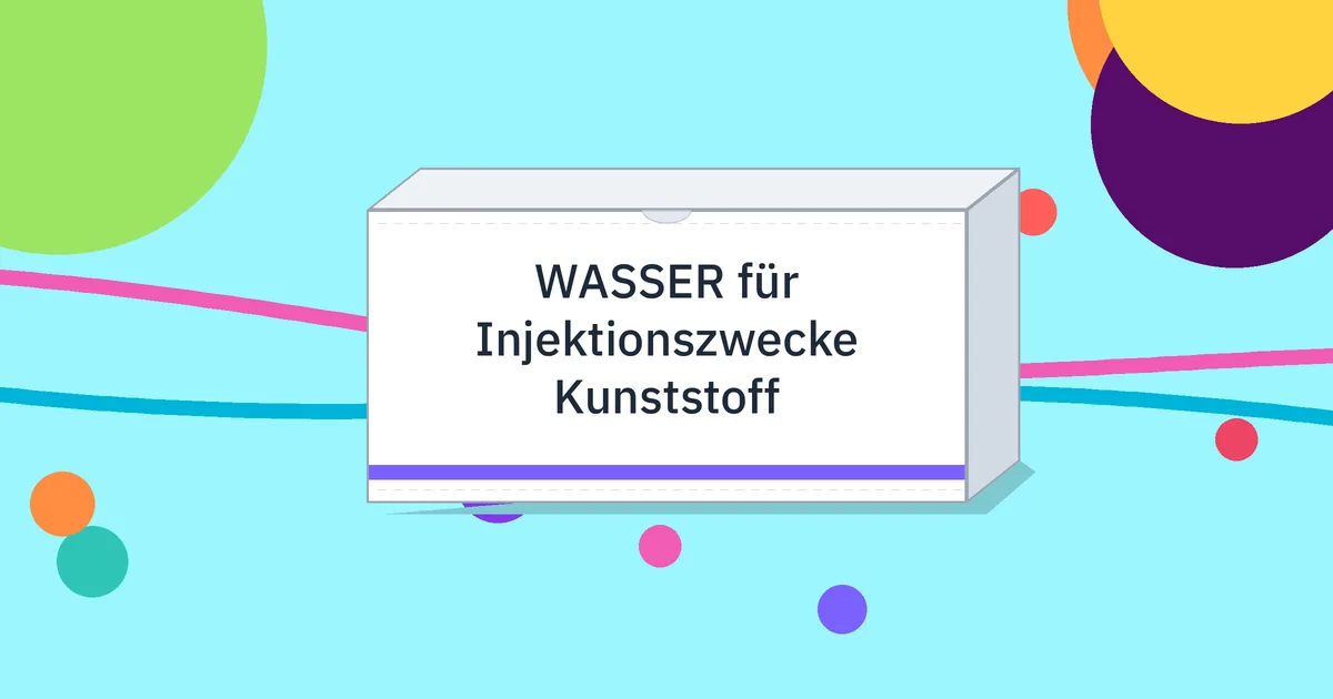 Symbolbild: Packung mit der Aufschrift WASSER für Injektionszwecke Kunststoff (PZN 19392623) – Verfügbarkeit und Bezug in Apotheken in Frankfurt am Main