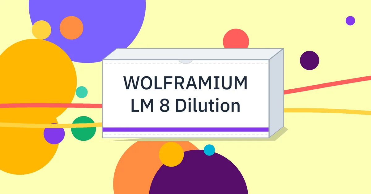 Symbolbild: Packung mit der Aufschrift WOLFRAMIUM LM 8 Dilution (PZN 13280515) – Verfügbarkeit und Bezug in Apotheken in Frankfurt am Main