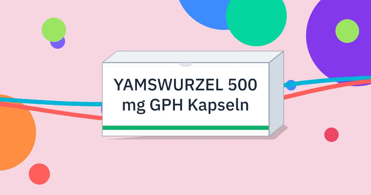 Symbolbild: Packung mit der Aufschrift YAMSWURZEL 500 mg GPH Kapseln (PZN 04699209) – Verfügbarkeit und Bezug in Apotheken in Frankfurt am Main