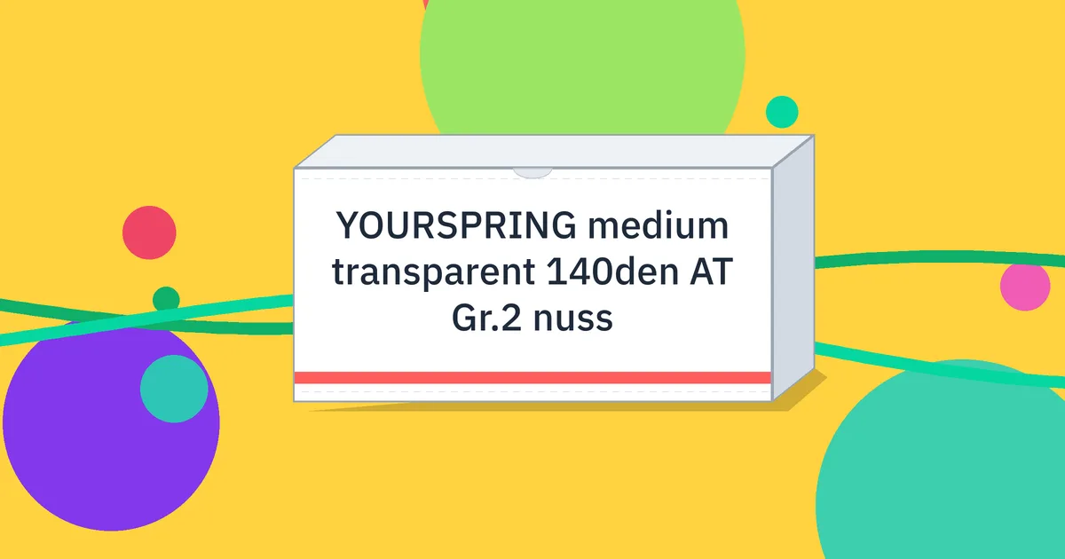 Symbolbild: Packung mit der Aufschrift YOURSPRING medium transparent 140den AT Gr.2 nuss (PZN 18057302) – Verfügbarkeit und Bezug in Apotheken in Frankfurt am Main