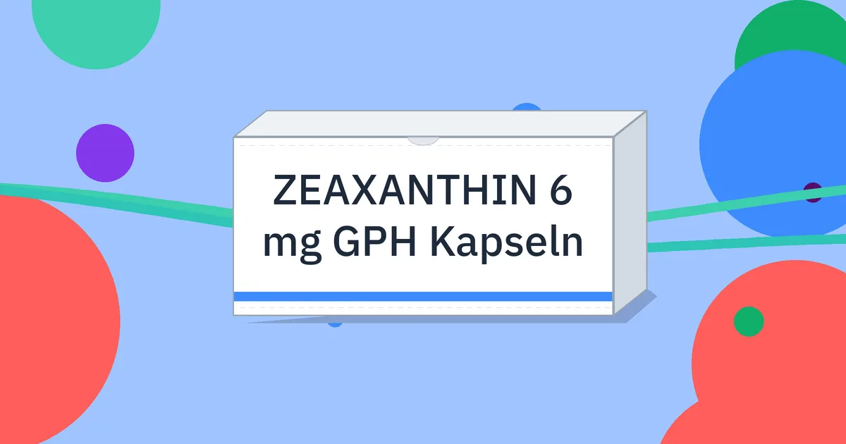 Symbolbild: Packung mit der Aufschrift ZEAXANTHIN 6 mg GPH Kapseln (PZN 04699474) – Verfügbarkeit und Bezug in Apotheken in Frankfurt am Main