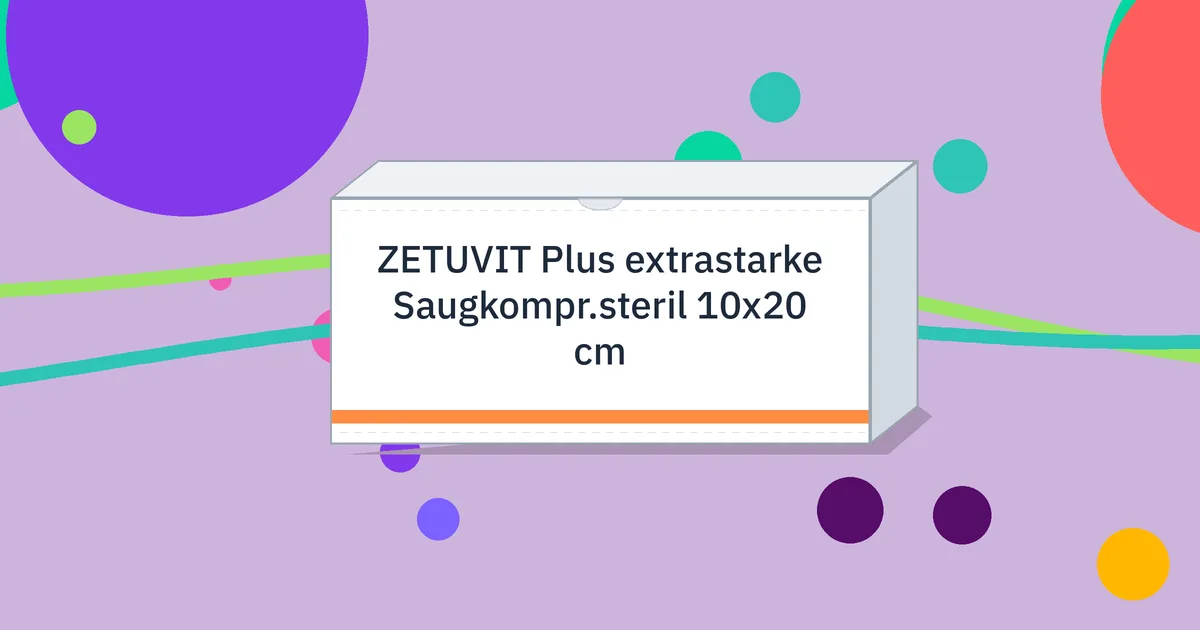 Symbolbild: Packung mit der Aufschrift ZETUVIT Plus extrastarke Saugkompr.steril 10x20 cm (PZN 11374608) – Verfügbarkeit und Bezug in Apotheken in Frankfurt am Main