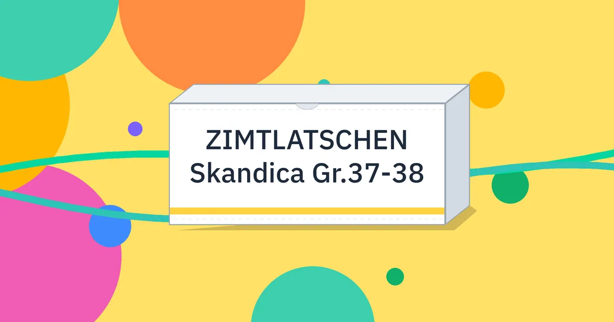 Symbolbild: Packung mit der Aufschrift ZIMTLATSCHEN Skandica Gr.37-38 (PZN 13881189) – Verfügbarkeit und Bezug in Apotheken in Frankfurt am Main