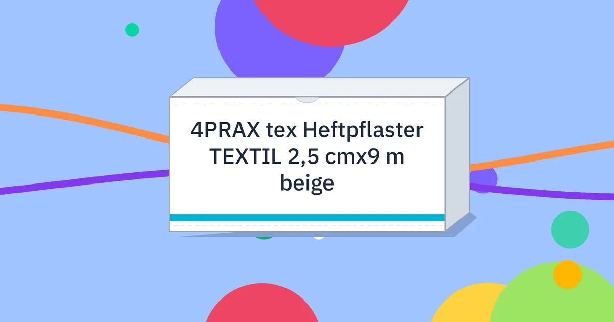 Symbolbild: Packung mit der Aufschrift 4PRAX tex Heftpflaster TEXTIL 2,5 cmx9 m beige (PZN 20230972) – Verfügbarkeit und Bezug in Apotheken in Frankfurt am Main