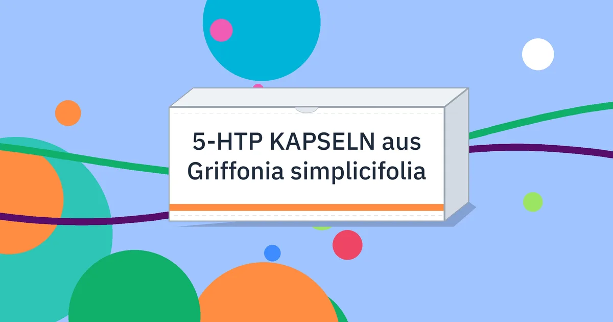 Symbolbild: Packung mit der Aufschrift 5-HTP KAPSELN aus Griffonia simplicifolia (PZN 20366358) – Verfügbarkeit und Bezug in Apotheken in Frankfurt am Main