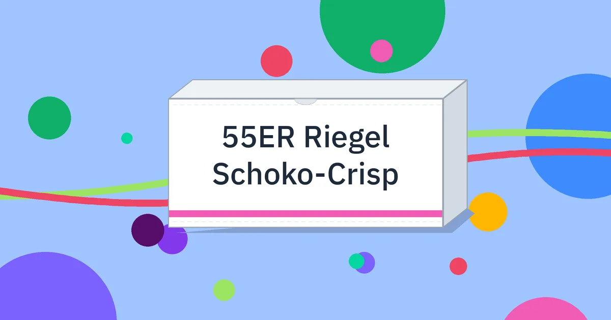 Symbolbild: Packung mit der Aufschrift 55ER Riegel Schoko-Crisp (PZN 11223602) – Verfügbarkeit und Bezug in Apotheken in Frankfurt am Main