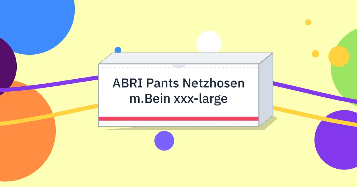 Symbolbild: Packung mit der Aufschrift ABRI Pants Netzhosen m.Bein xxx-large (PZN 00731867) – Verfügbarkeit und Bezug in Apotheken in Frankfurt am Main
