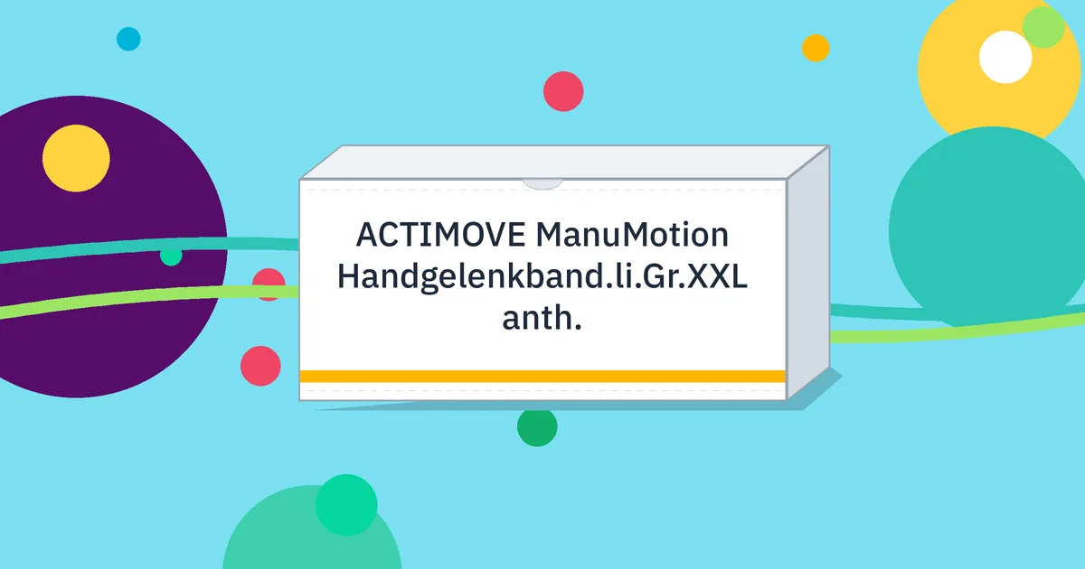 Symbolbild: Packung mit der Aufschrift ACTIMOVE ManuMotion Handgelenkband.li.Gr.XXL anth. (PZN 17948513) – Verfügbarkeit und Bezug in Apotheken in Frankfurt am Main