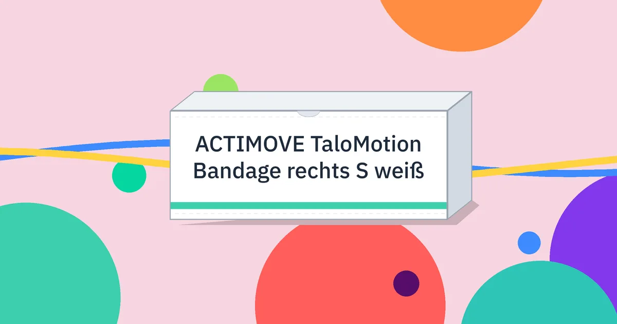 Symbolbild: Packung mit der Aufschrift ACTIMOVE TaloMotion Bandage rechts S weiß (PZN 17948625) – Verfügbarkeit und Bezug in Apotheken in Frankfurt am Main