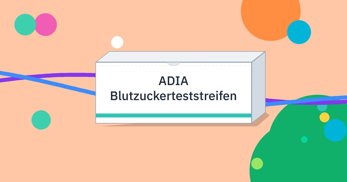 Symbolbild: Packung mit der Aufschrift ADIA Blutzuckerteststreifen (PZN 12658526) – Verfügbarkeit und Bezug in Apotheken in Frankfurt am Main