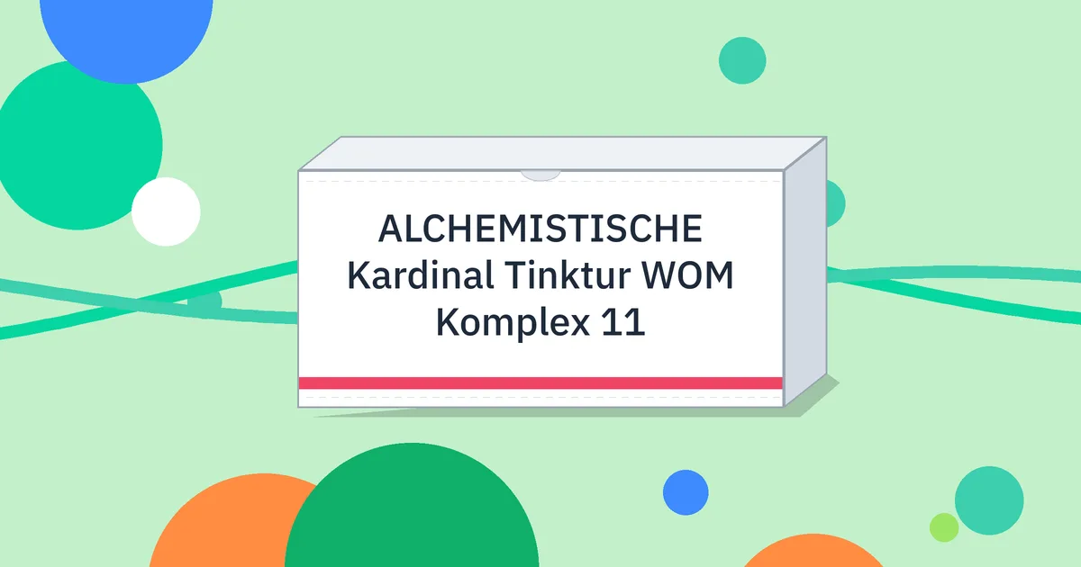 Symbolbild: Packung mit der Aufschrift ALCHEMISTISCHE Kardinal Tinktur WOM Komplex 11 (PZN 18052865) – Verfügbarkeit und Bezug in Apotheken in Frankfurt am Main