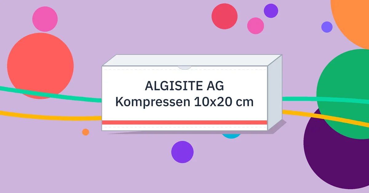 Symbolbild: Packung mit der Aufschrift ALGISITE AG Kompressen 10x20 cm (PZN 01619888) – Verfügbarkeit und Bezug in Apotheken in Frankfurt am Main