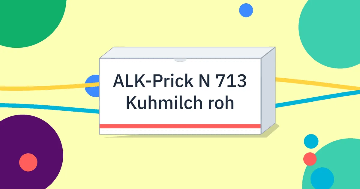 Symbolbild: Packung mit der Aufschrift ALK-Prick N 713 Kuhmilch roh (PZN 02526982) – Verfügbarkeit und Bezug in Apotheken in Frankfurt am Main