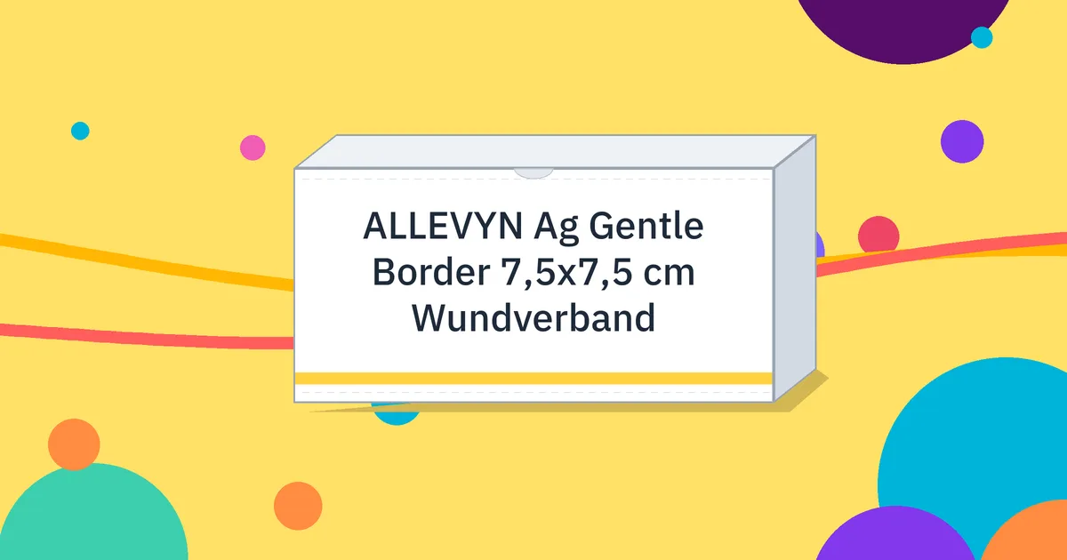 Symbolbild: Packung mit der Aufschrift ALLEVYN Ag Gentle Border 7,5x7,5 cm Wundverband (PZN 11134241) – Verfügbarkeit und Bezug in Apotheken in Frankfurt am Main